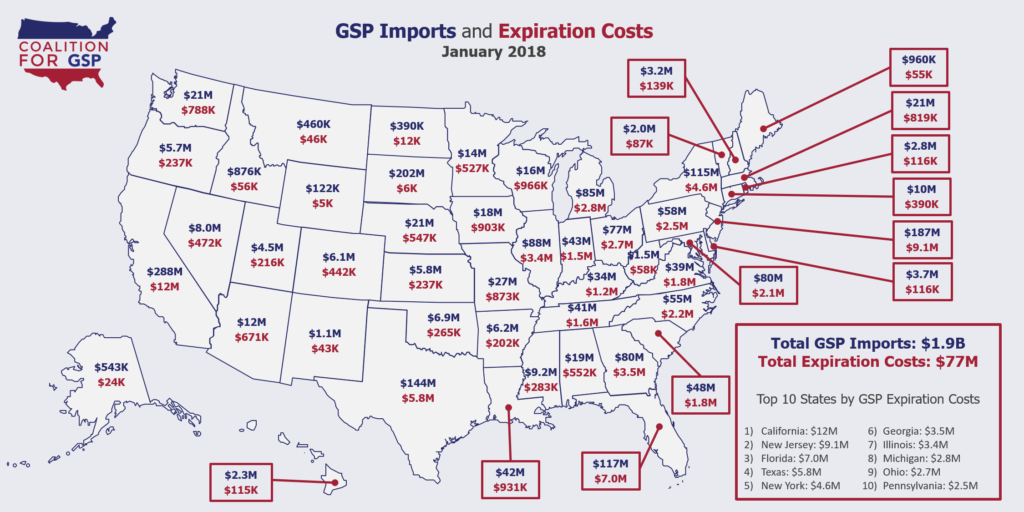State breakdown of $77 million in taxes paid in January 2018 due to GSP ...