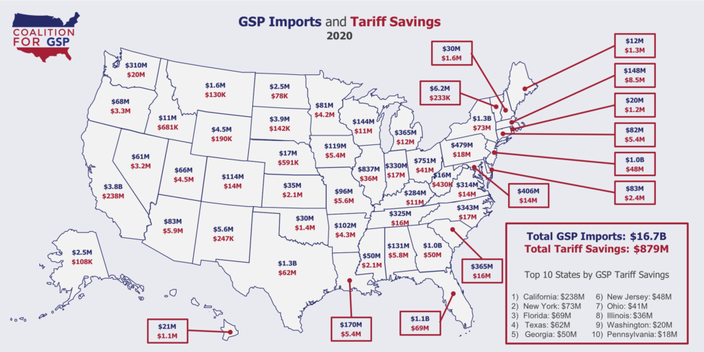 State-by-state breakdown of $879 million in GSP tariff savings in 2020 ...